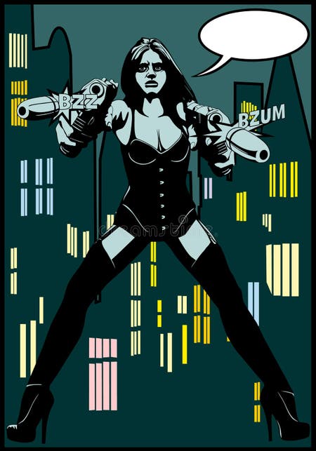 Girl guns comics stock vector. Illustration of dream - 26040416