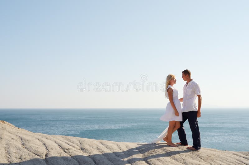 Girl and a Guy Going Out at the Sea Stock Image - Image of horizon ...
