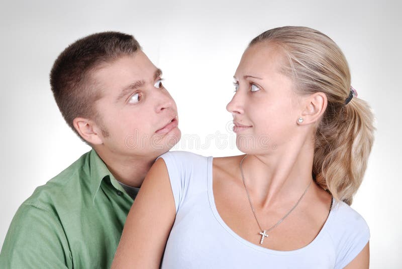 A Girl And A Guy Looking Surprisely At Each Other Stock Image - Image ...