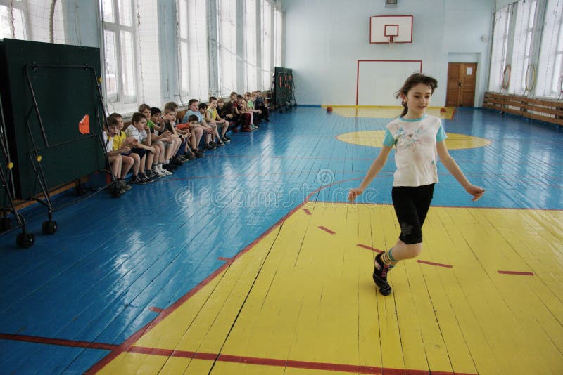 The Girl in Gym Class at School Editorial Stock Image - Image of ...
