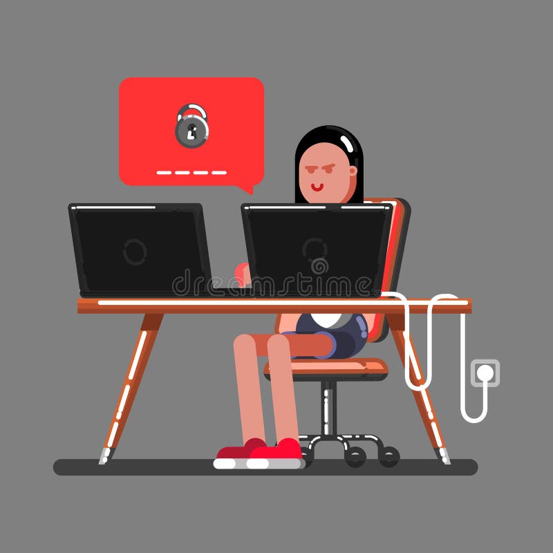 Girl hacker cant hack stock vector. Illustration of hacking - 109380900