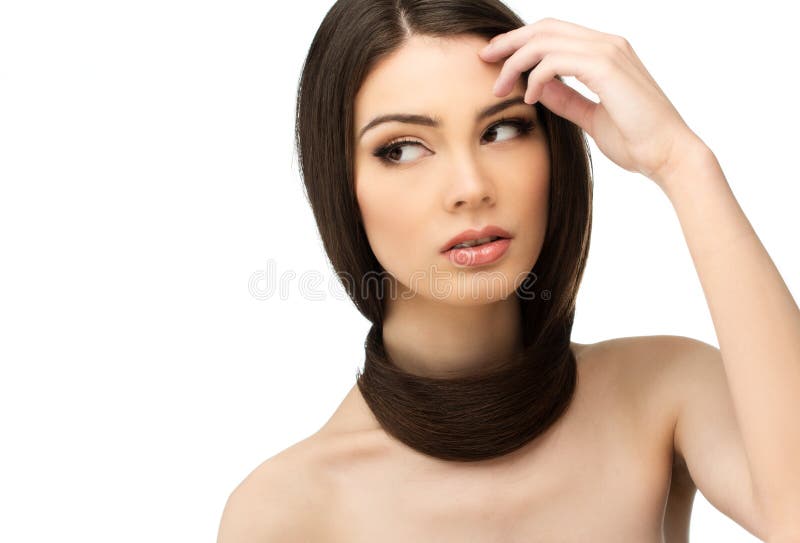 Girl with Hair Around Her Neck Stock Photo - Image of cosmetics, gentle ...
