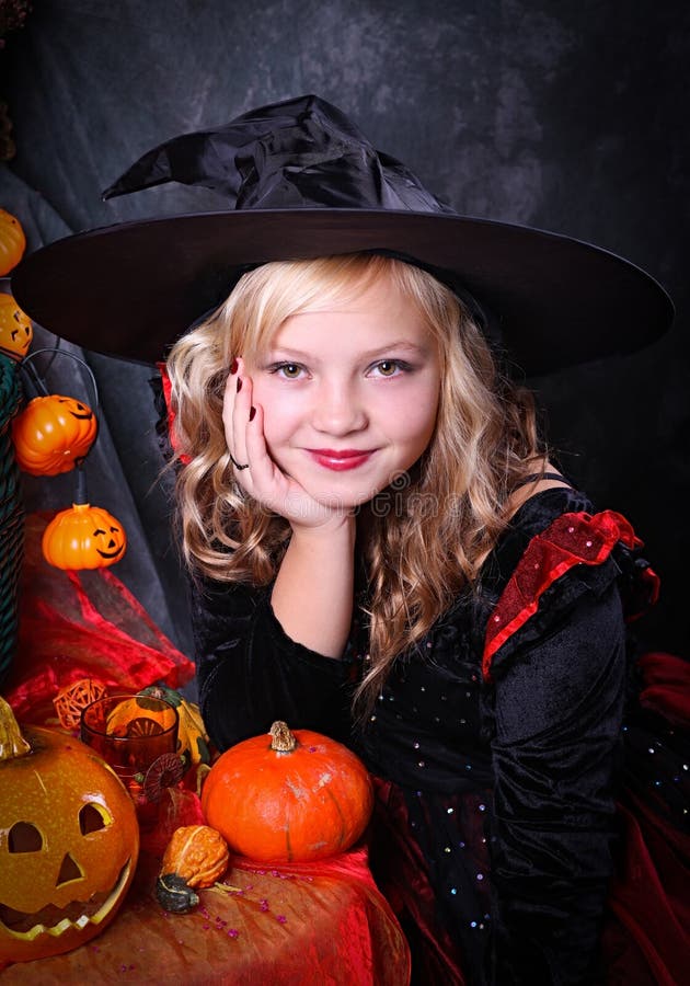 Girl in Halloween costume stock photo. Image of spirit - 27180264