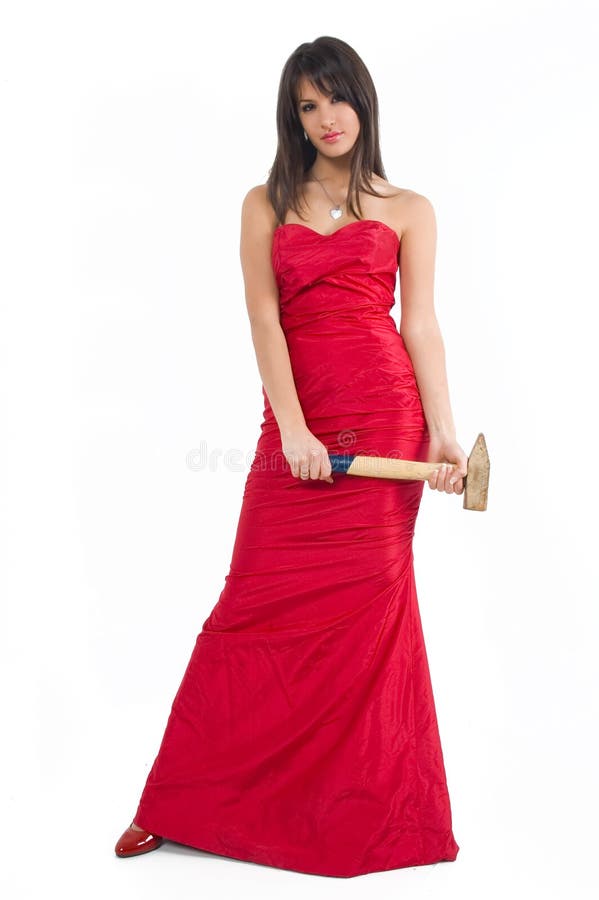 Girl with hammer stock photo. Image of beautiful, sequine - 4139222