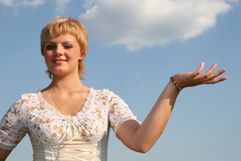 Girl with hand stock image. Image of gorgeous, beautiful - 960071