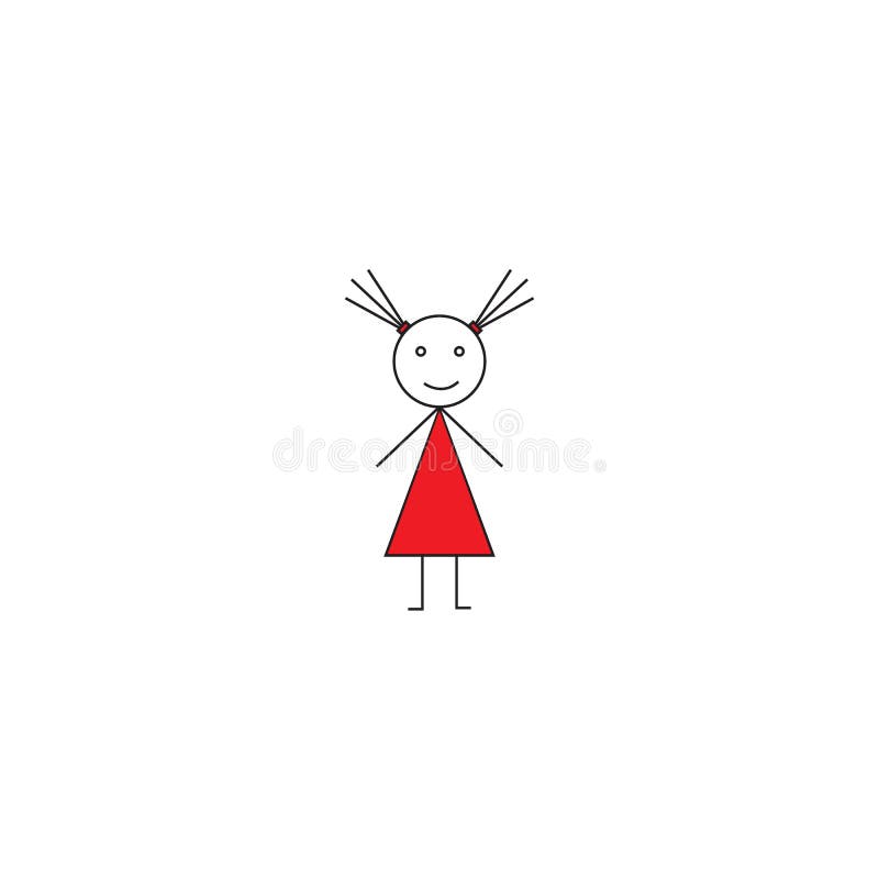 Girl Hand Drawn Vector. Doodle Style Drawing Girl Stock Illustration ...