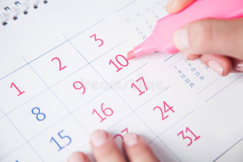Girl Hand Marks Calendar with a Marker Stock Image - Image of mark ...
