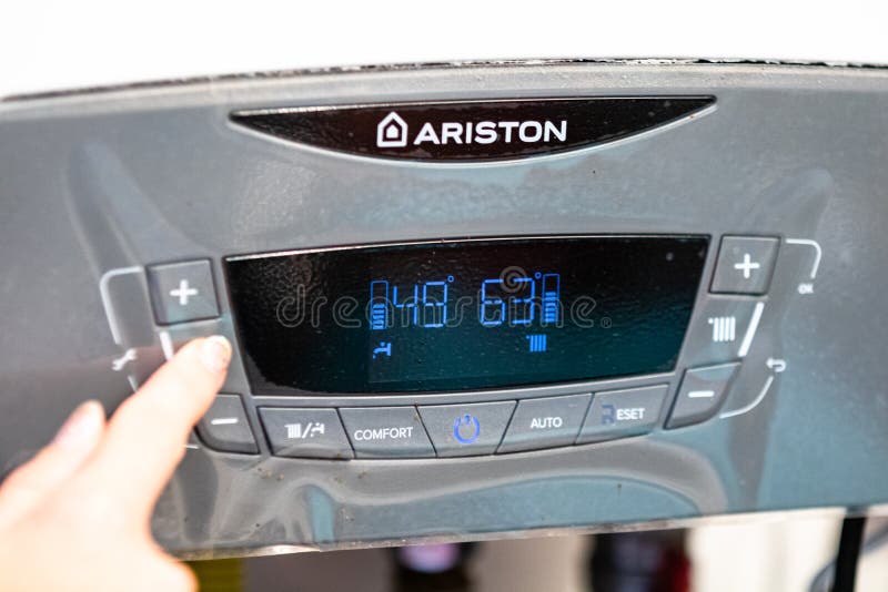 Girl Hand Setting Temperature To Heating System. Central Heating ...