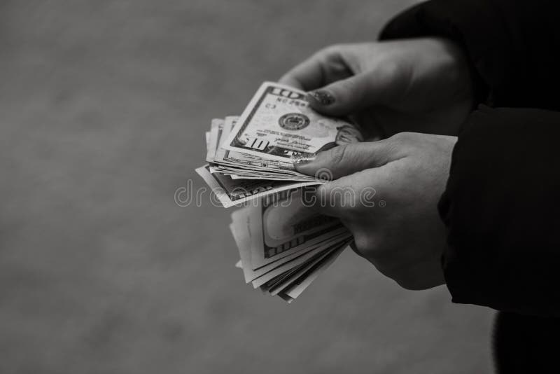 Girl Hands Counting Money, Counting Dollars Close Up Stock Image ...
