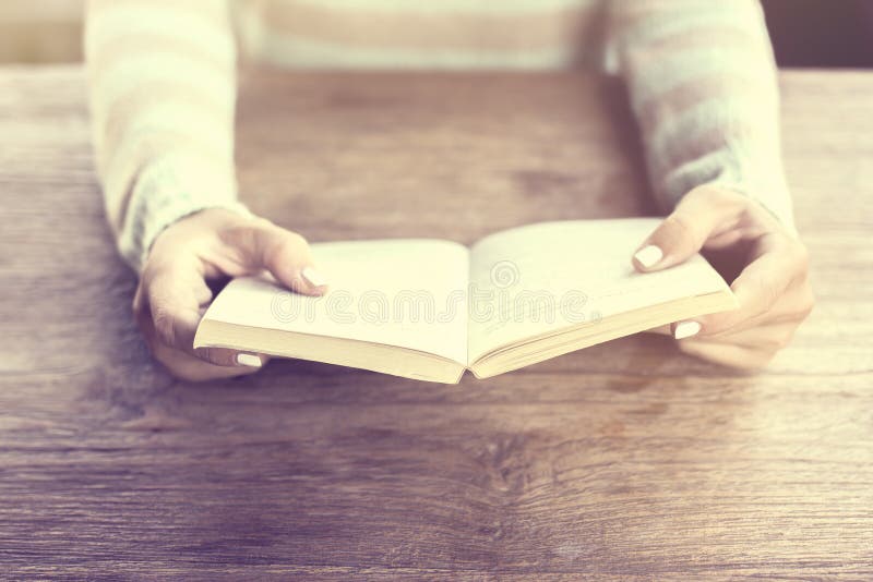 Girl Hands Keeping an Open Book Stock Image - Image of knowledge ...
