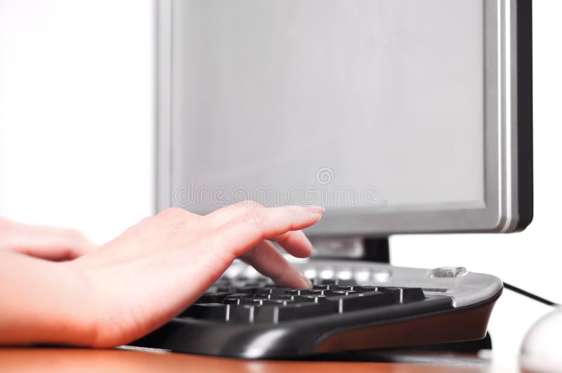 Girl hands typing stock photo. Image of office, keyboard - 12600568