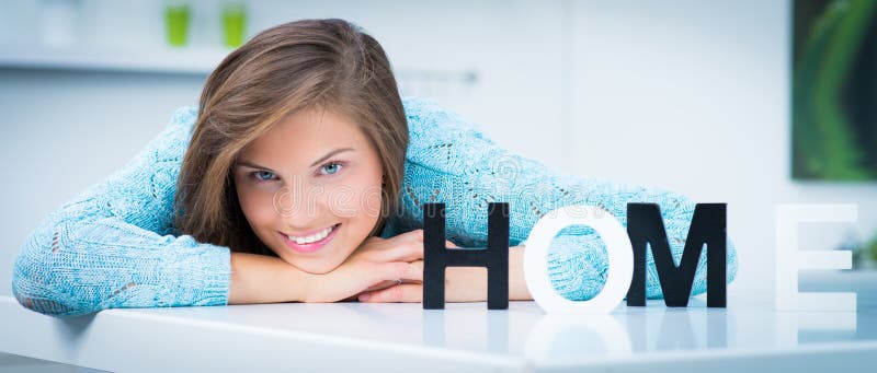 Girl is happy at home stock photo. Image of girl, lifestyle - 69833100