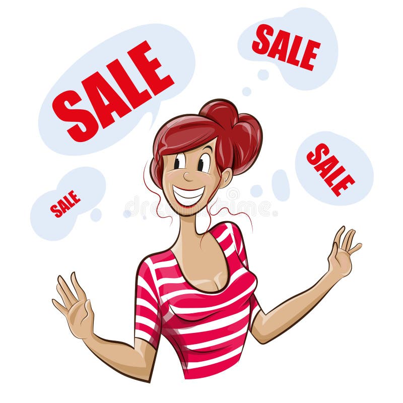 Girl is Happy about the Sale Stock Vector - Illustration of sale ...