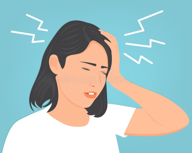 Girl has a headache stock illustration. Illustration of diagram - 255511866