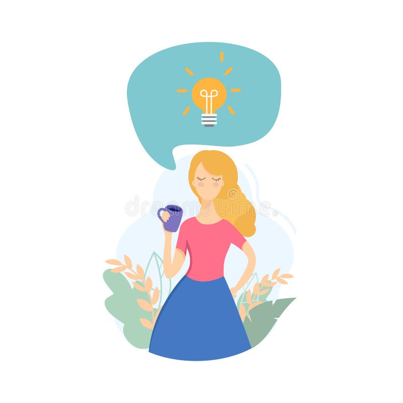 Girl Idea stock vector. Illustration of child, brunette - 9263650