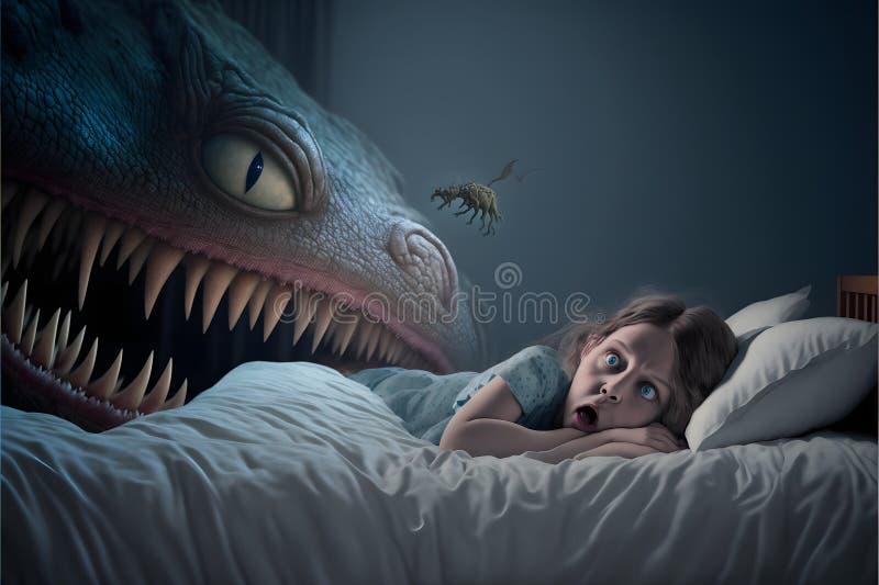 Girl Has Nightmares Created with Generative AI Technology Stock ...