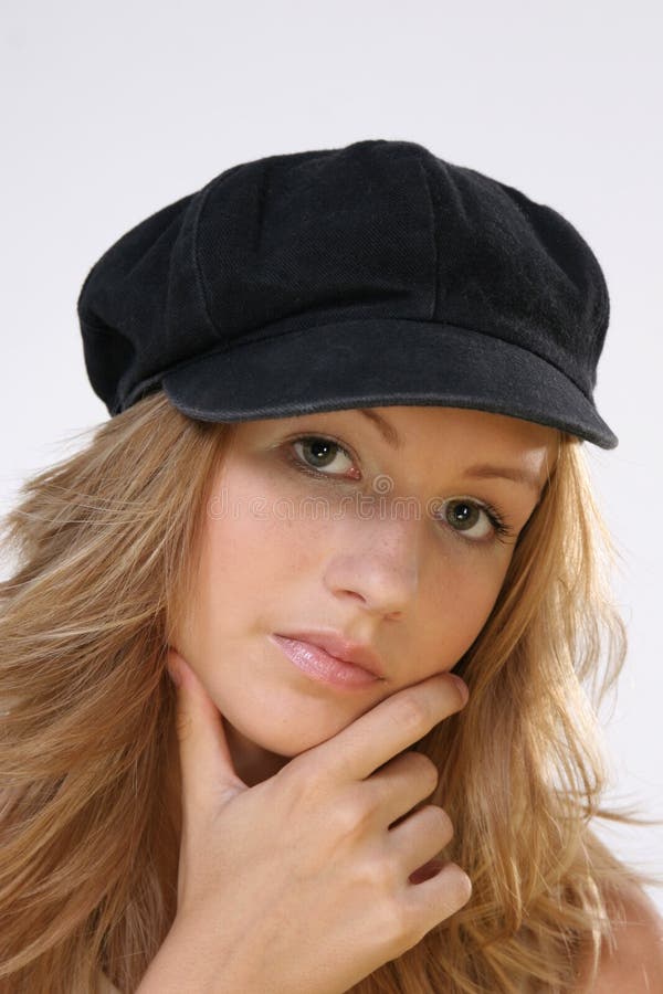 Girl with hat stock image. Image of fashion, mouth, expression - 1054311