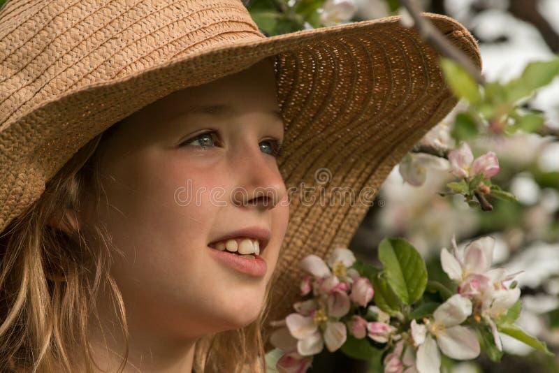 Girl with hat stock photo. Image of blond, smile, postcard - 63310568