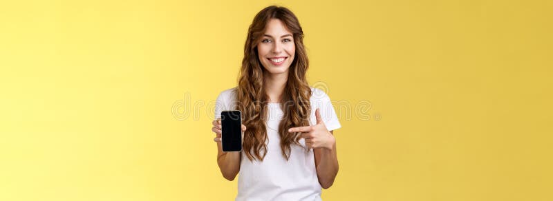 Girl Have Everything Need Smartphone Cheerful Relaxed Carefree Woman