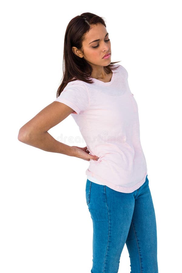 Girl having a back pain stock image. Image of casual - 65395719