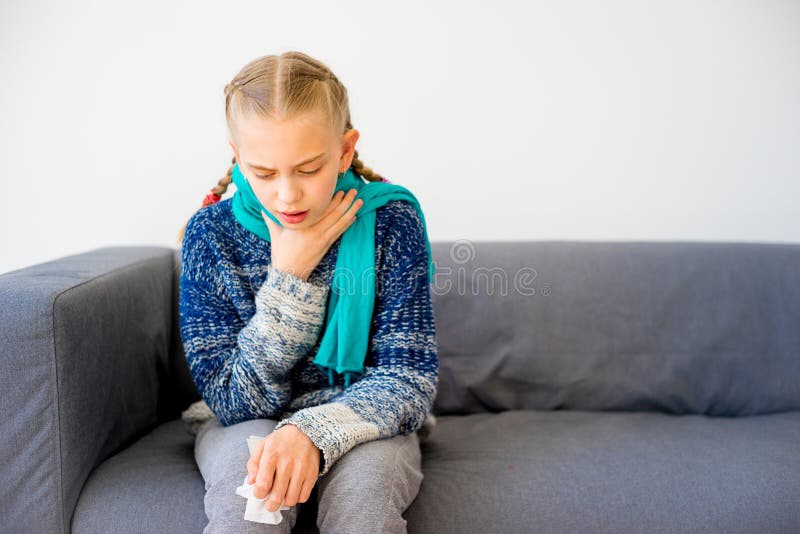 Girl having cold stock photo. Image of woman, fever, disease - 97727124