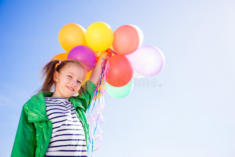 Girl is Having Fun with Balloons Stock Image - Image of holidays, love ...