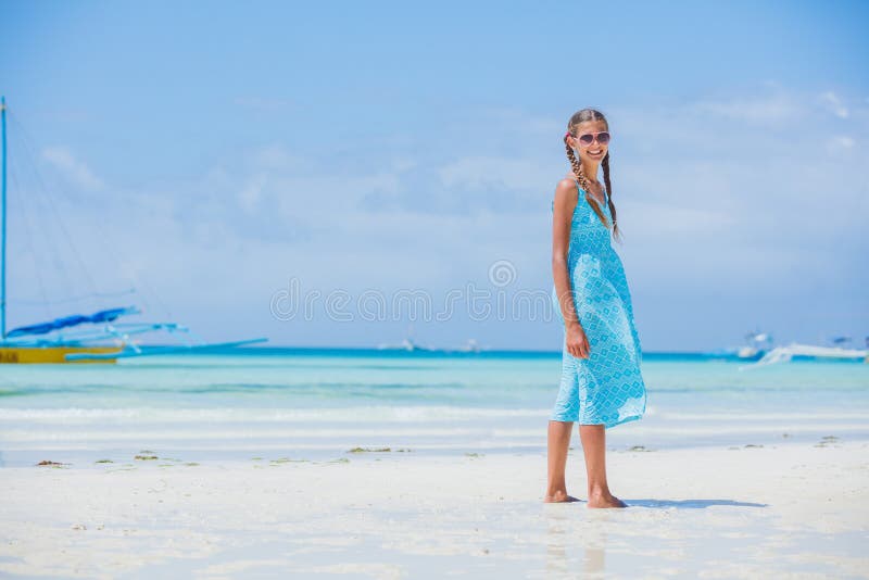 Girl Having Fun on Tropical Beach Stock Photo - Image of caucasian ...