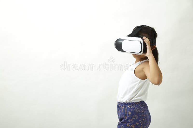 Girl Having Fun with Virtual Reality Headset Stock Photo - Image of ...