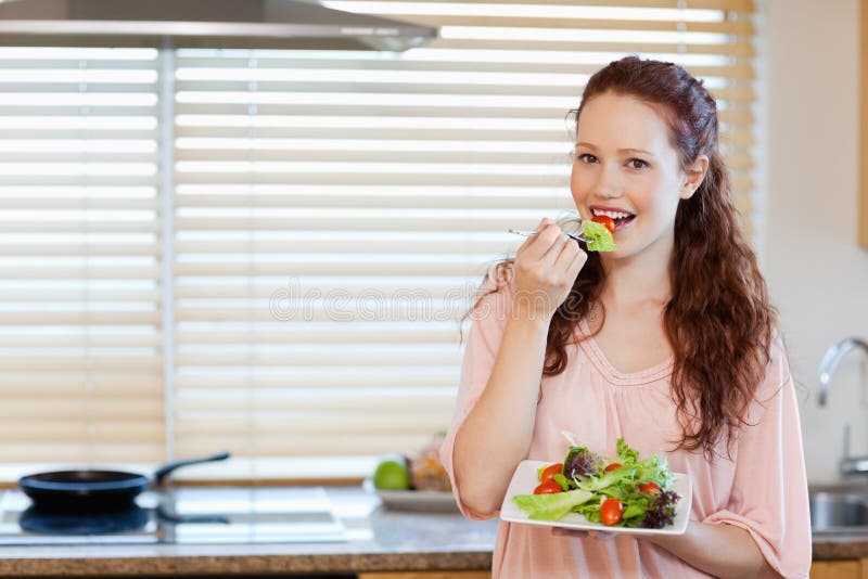 Girl having healthy salad stock photo. Image of meal - 22438224