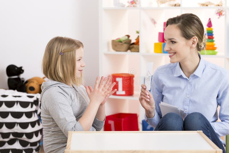 Girl having language class stock image. Image of happy - 89393531