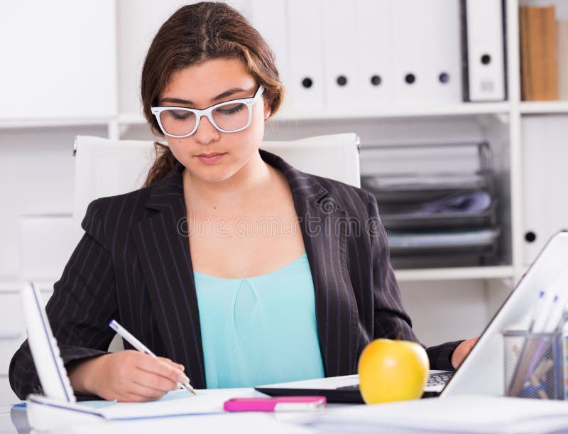 Girl is Having Productive Day at Work Stock Image - Image of girl ...