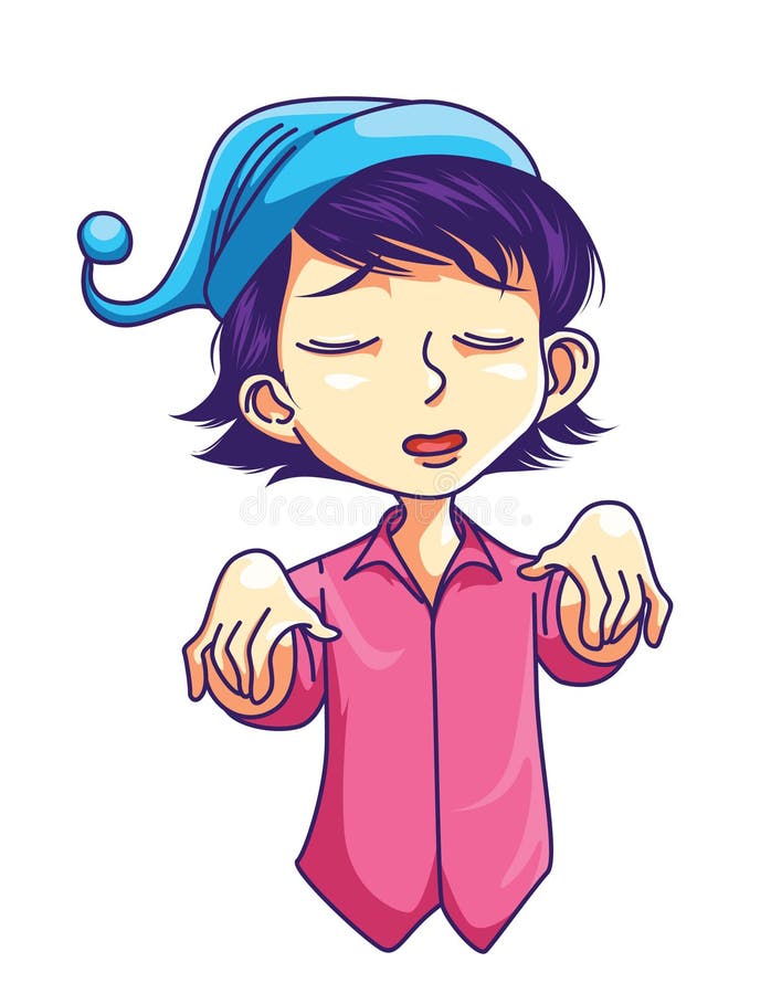 Girl Having Sleep Walking Color Illustration Design Stock Vector ...