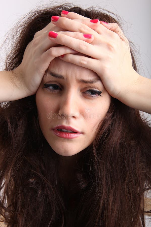 Girl with headache stock image. Image of female, hold - 15257183