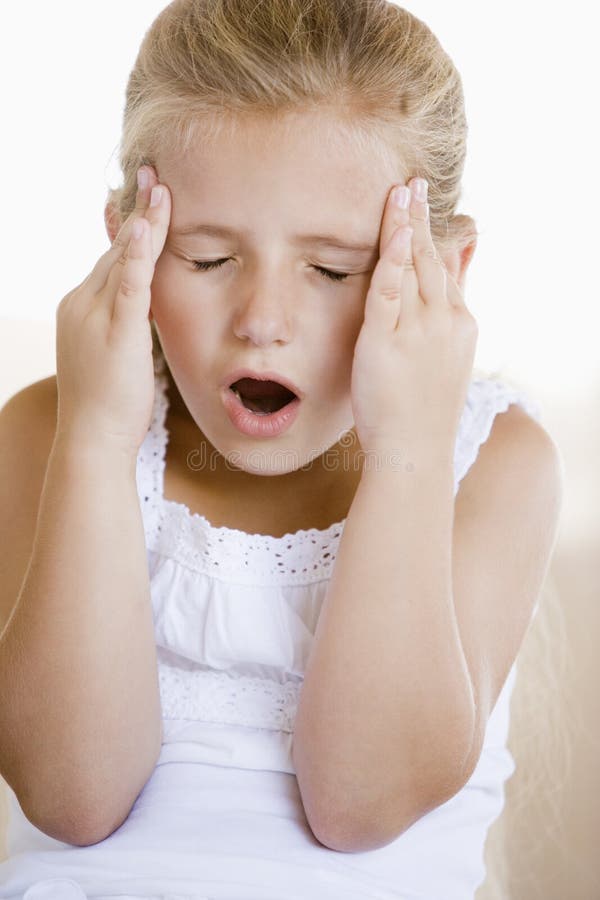 Girl with a Headache stock photo. Image of blond, rubbing - 7772548