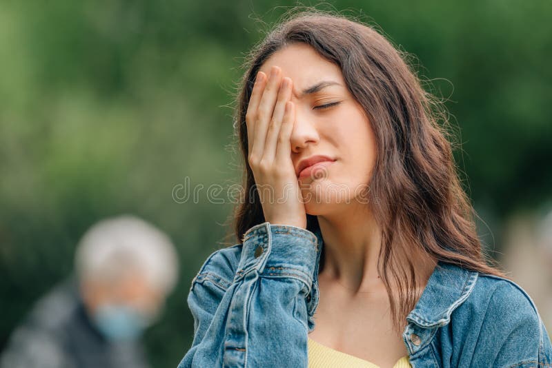 Girl with a Headache Expression Stock Photo - Image of frustrated ...