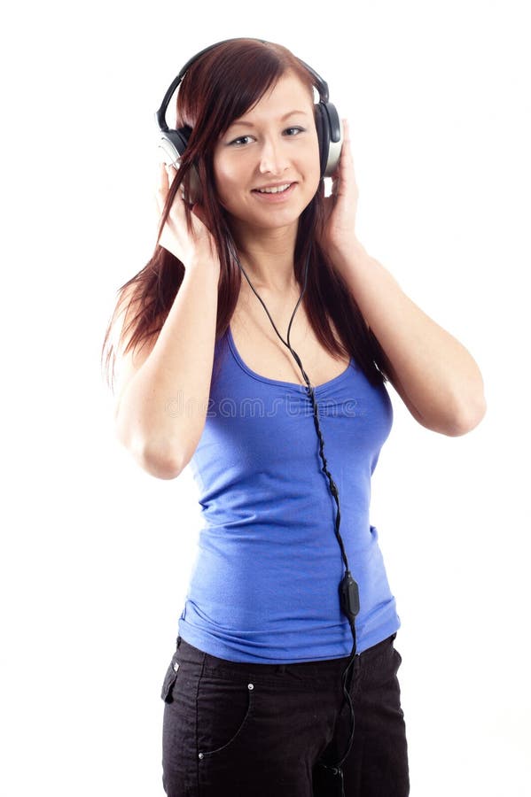 Girl with headphones stock image. Image of earphones - 12576295
