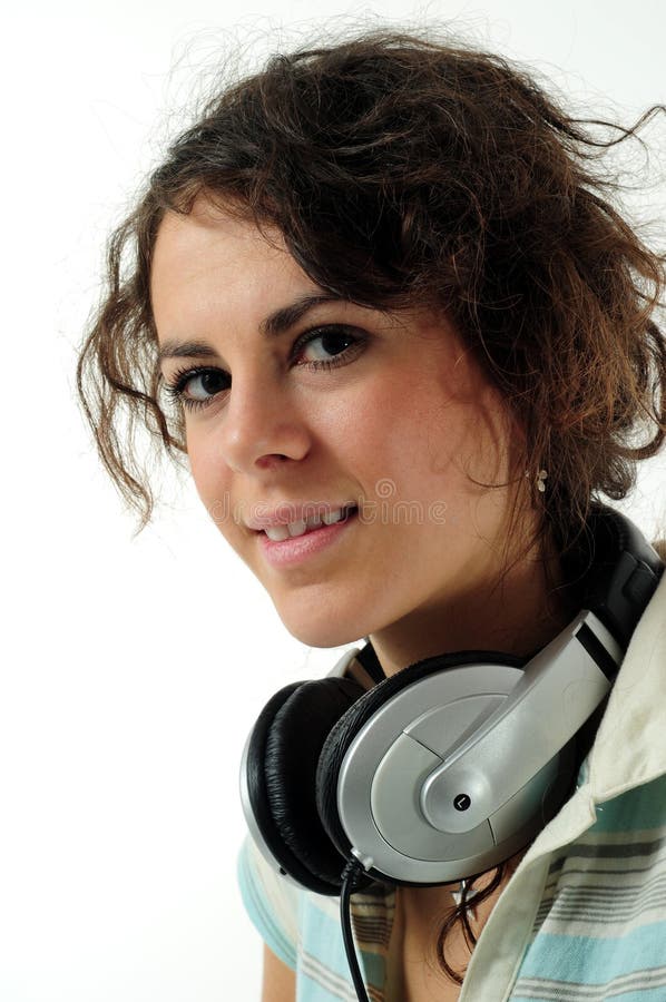 Girl with headphones stock image. Image of elegance, expression - 7205891