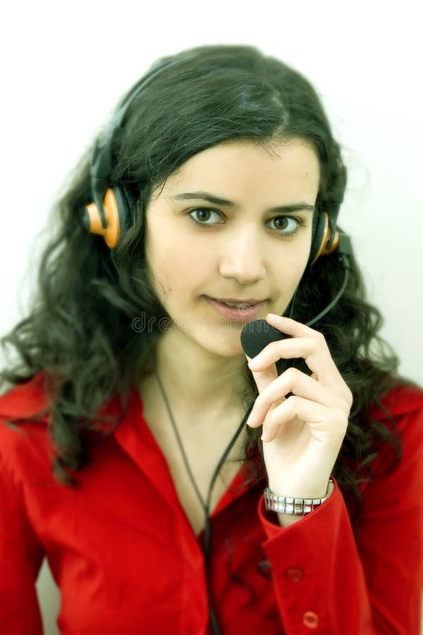 Girl with headset stock image. Image of headset, friendly - 1779853