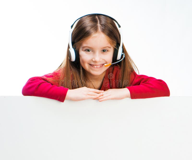 Girl with Headset stock photo. Image of girl, happiness - 36411064