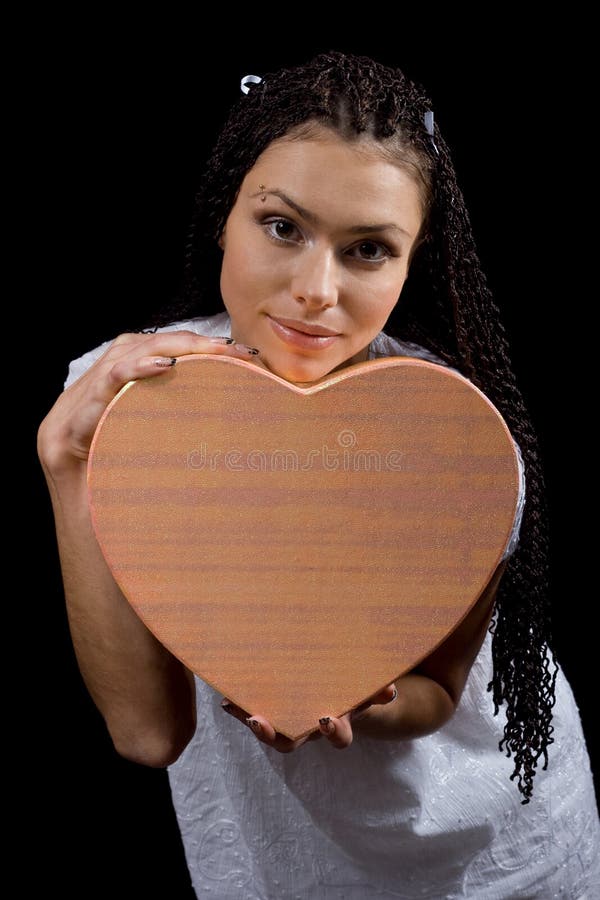 The girl with a heart stock photo. Image of hair, brunette - 11332494