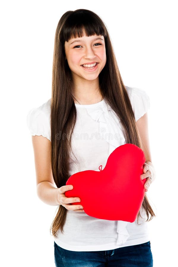 Girl with heart stock image. Image of giving, childhood - 28966945