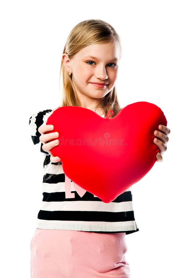 Girl with heart stock image. Image of people, hand, shape - 28966947