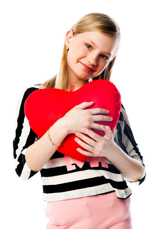Girl with heart stock photo. Image of children, hand - 28966948