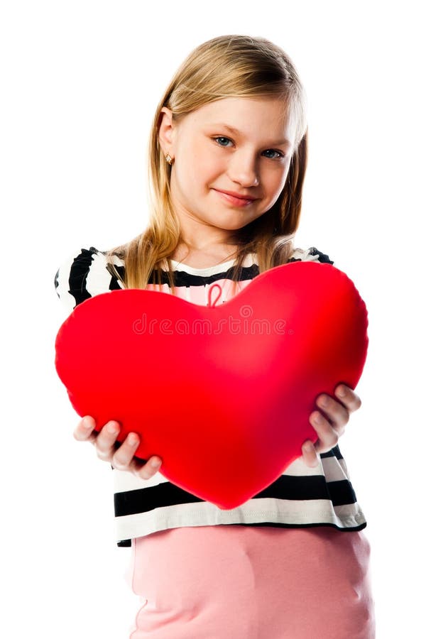 Girl with heart stock image. Image of cheerful, hair - 28966949