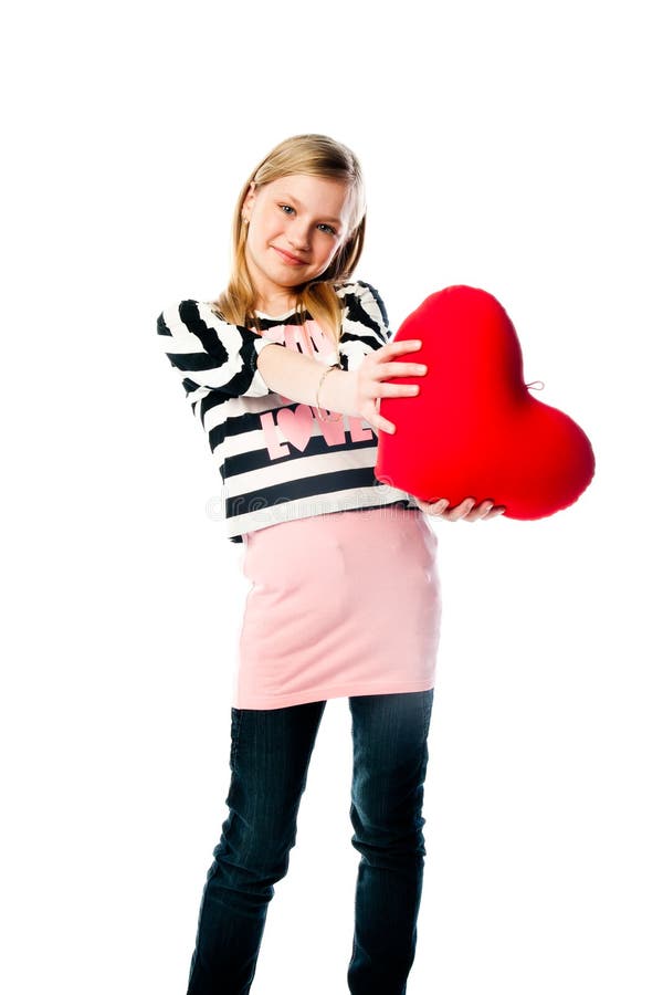 Girl with heart stock image. Image of little, happiness - 28966955