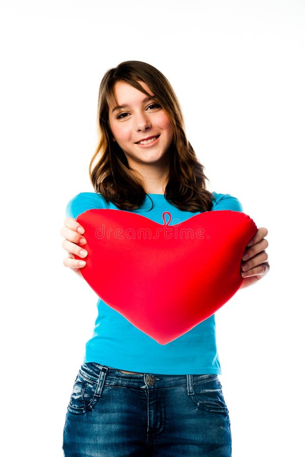 Girl with heart stock image. Image of holiday, people - 28966989