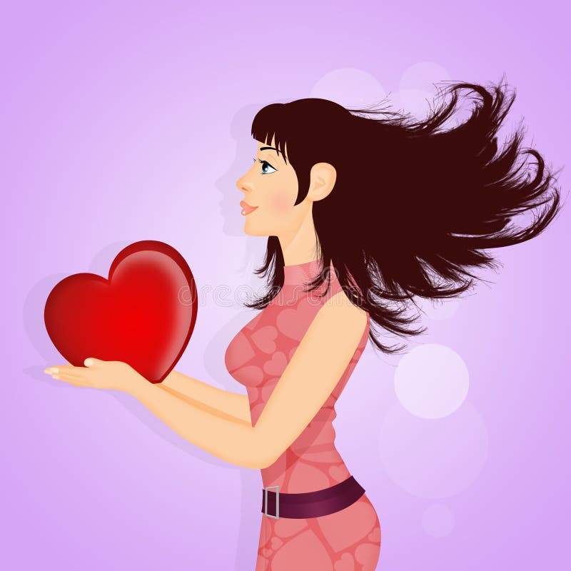 Girl with heart stock illustration. Illustration of engaged - 152229046
