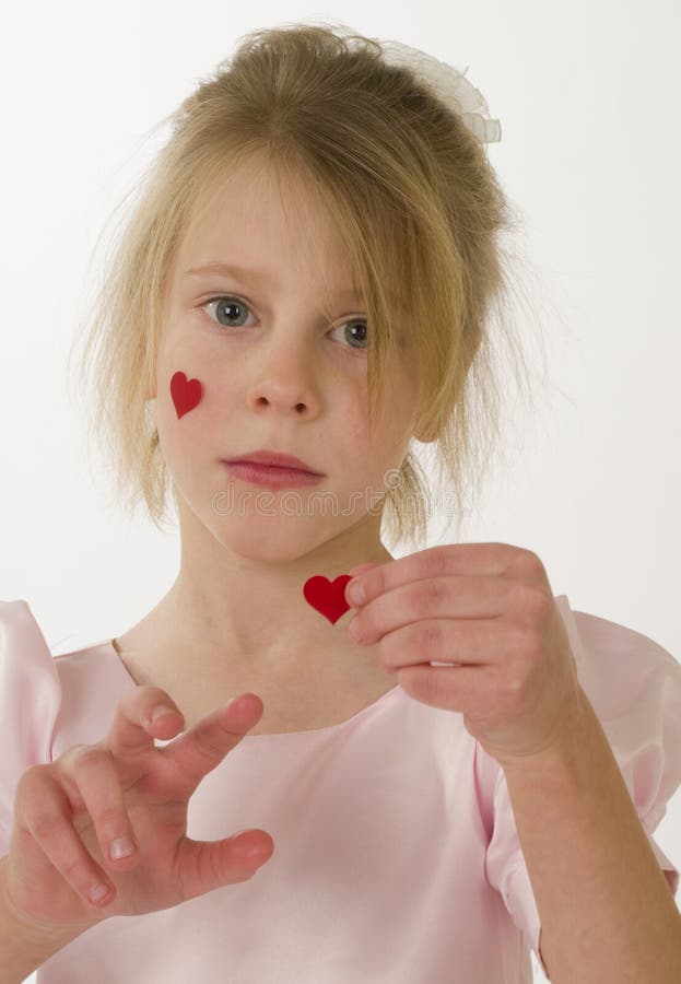 Girl and hearts. stock photo. Image of face, cheerful - 12331074
