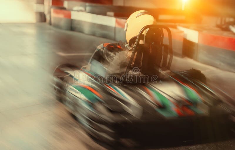 Girl in Helmet Driving Kart on Track Stock Image - Image of helmet ...