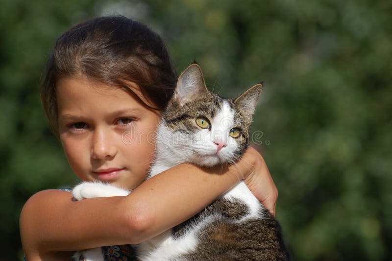 Girl with her cat stock photo. Image of glamor, girl - 15704362